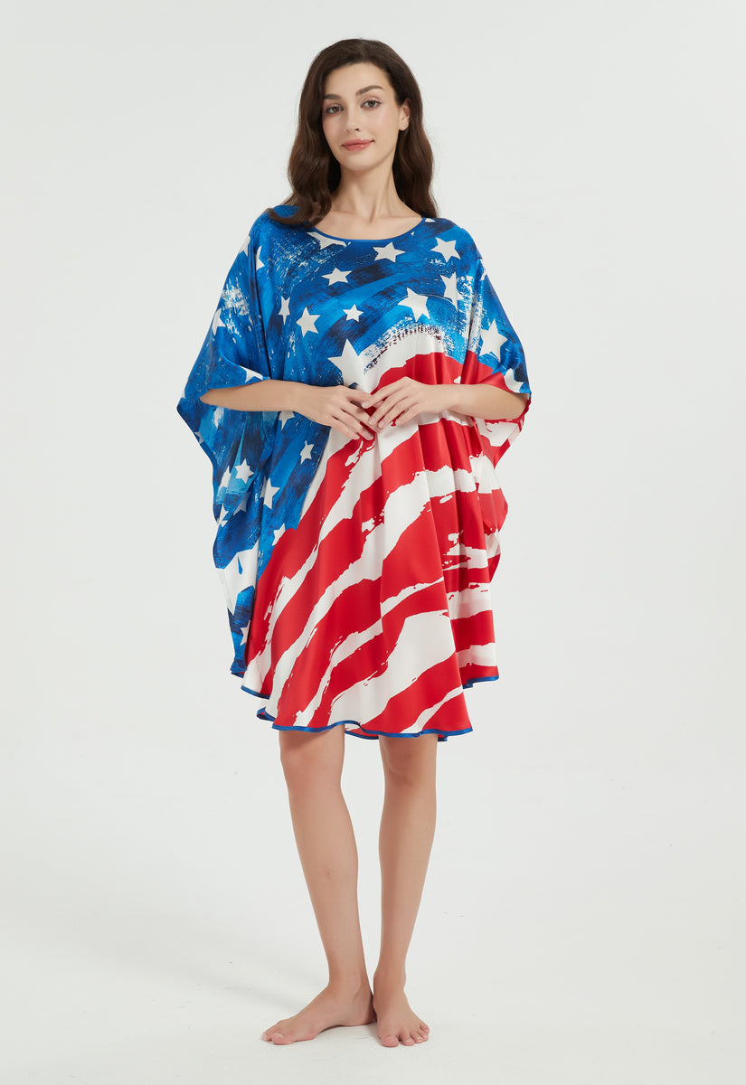 The Star-Spangled Banner Silk Batwing 2in1 Design Long, Tunic Dress and ...