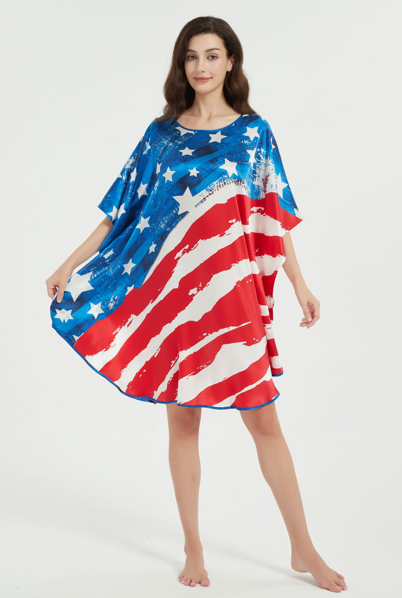 The Star-Spangled Banner Silk Batwing 2in1 Design Long, Tunic Dress and ...